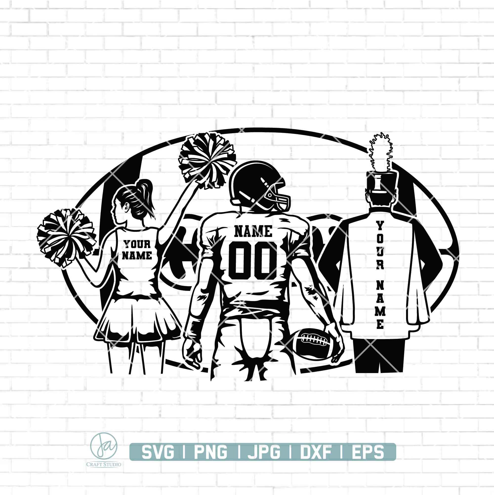 Football Player Svg | Cheerleader Svg | Marching Band Svg | Football ...