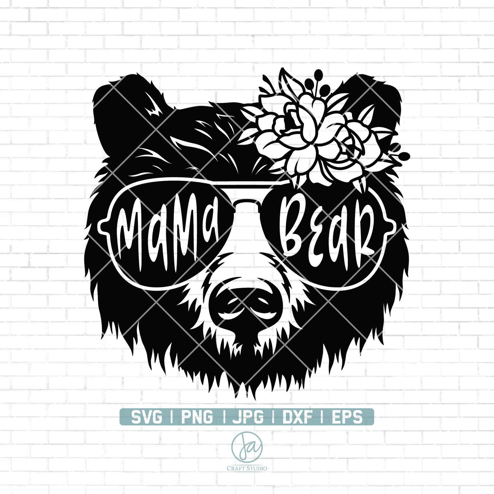 Mama Bear Svg | Floral Bear Svg | Mama Bear With Sunglasses | Mommy SVG ...