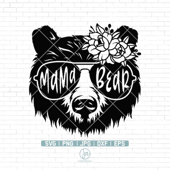 Mama Bear Svg Floral Bear Svg Mama Bear With Sunglasses - Etsy