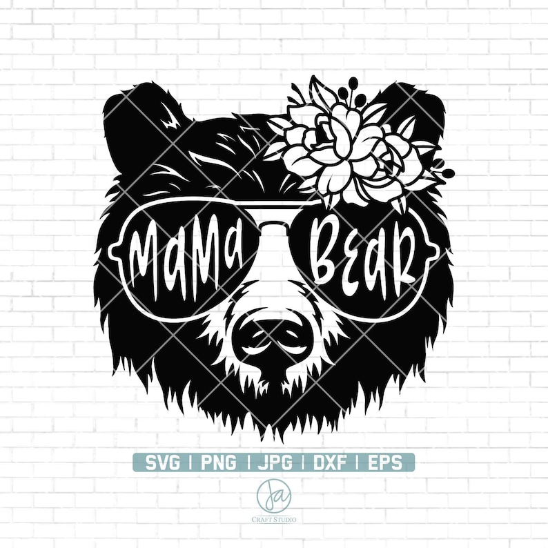 Mama Bear Svg Floral Bear Svg Mama Bear With Sunglasses - Etsy
