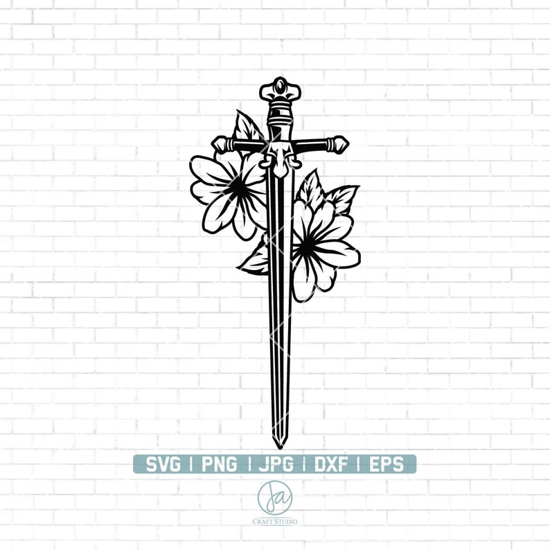 Sword Svg Floral Sword Svg Sword With Flowers Svg Knife - Etsy UK