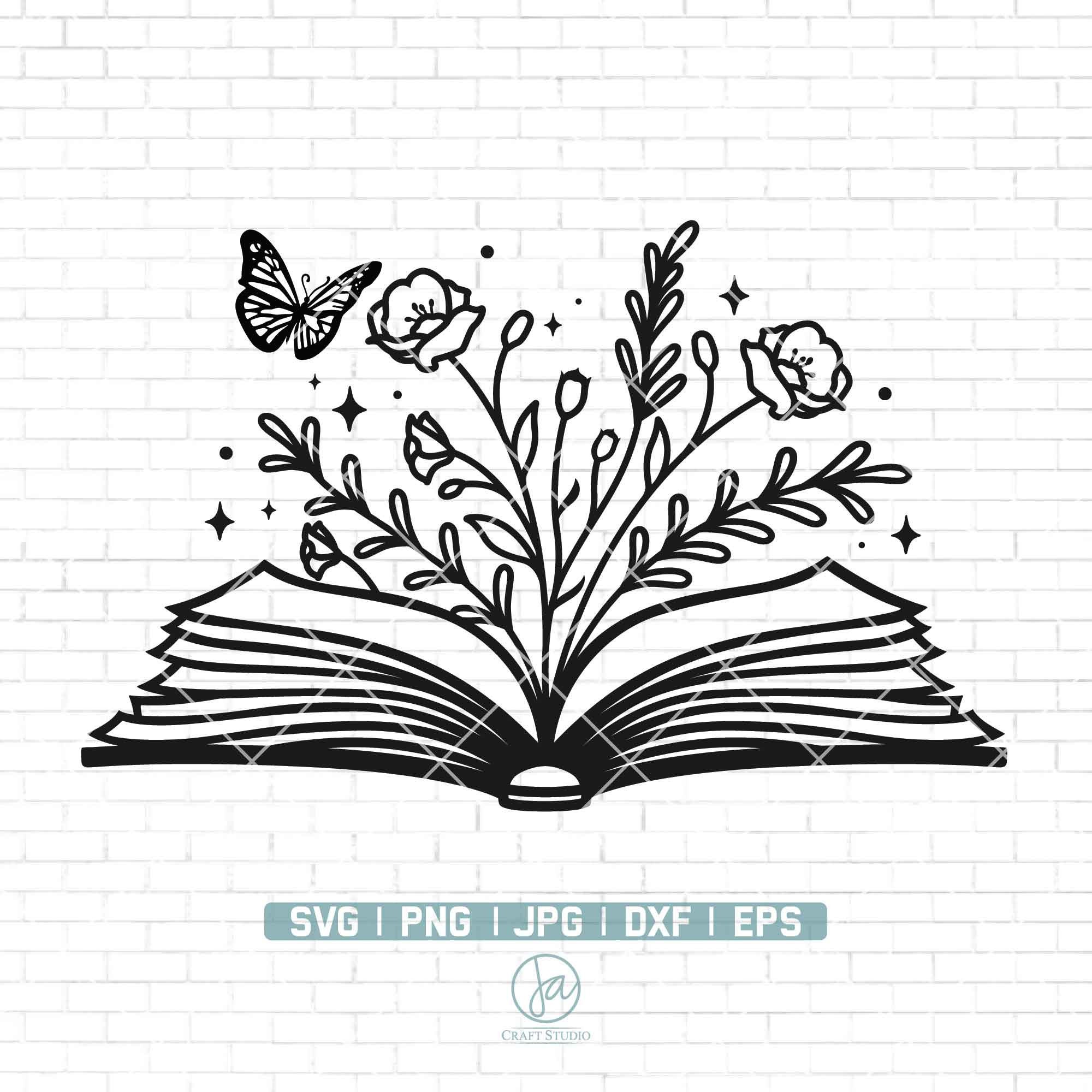 Floral Book SVG Book With Flowers Svg Flowers Growing Out - Etsy