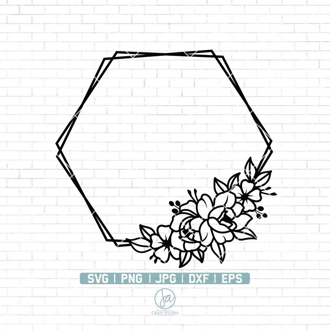 Floral Wreath Svg | Floral Frame Svg | Monogram Frame Svg | Hexagon ...