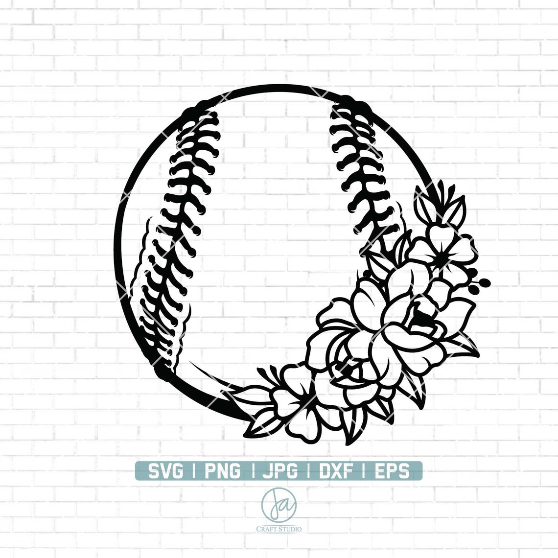 Floral Softball Svg | Softball Svg | Softball Clipart | Softball Player ...