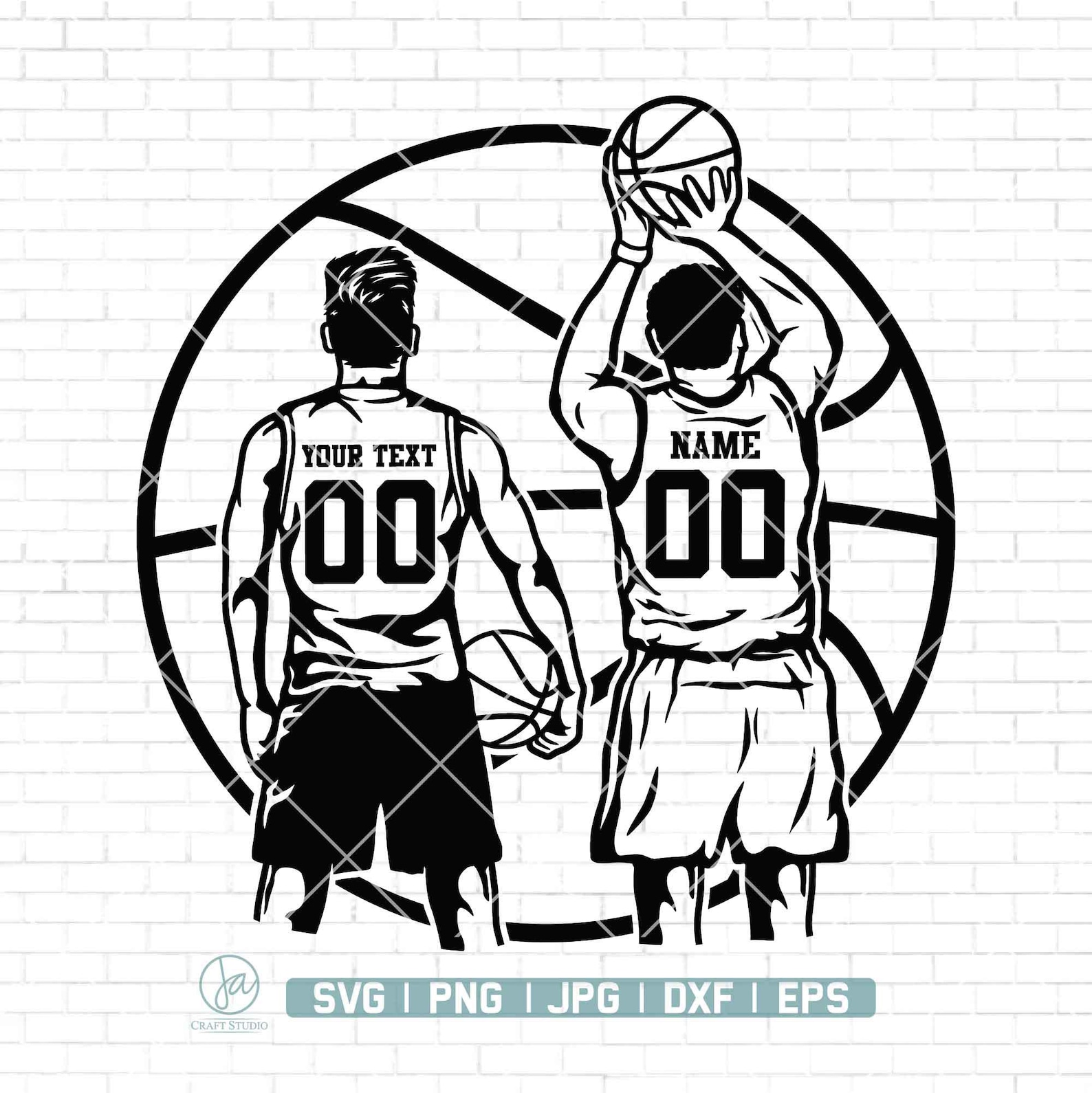 Two Basketball Player Svg | Personalized Name | Basketball Svg ...