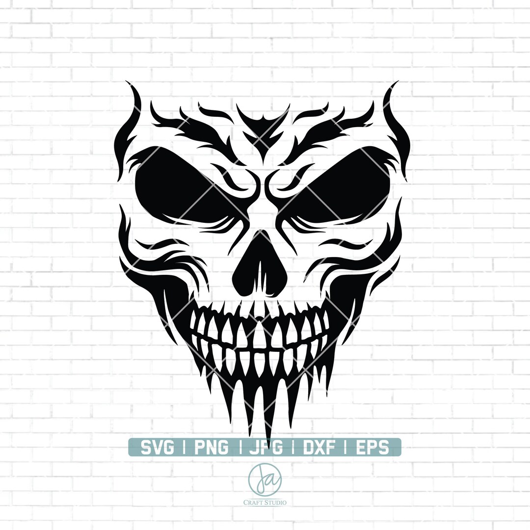 Skull Svg File | Scary Skull Svg | Halloween Skull Face SVG | Horror ...