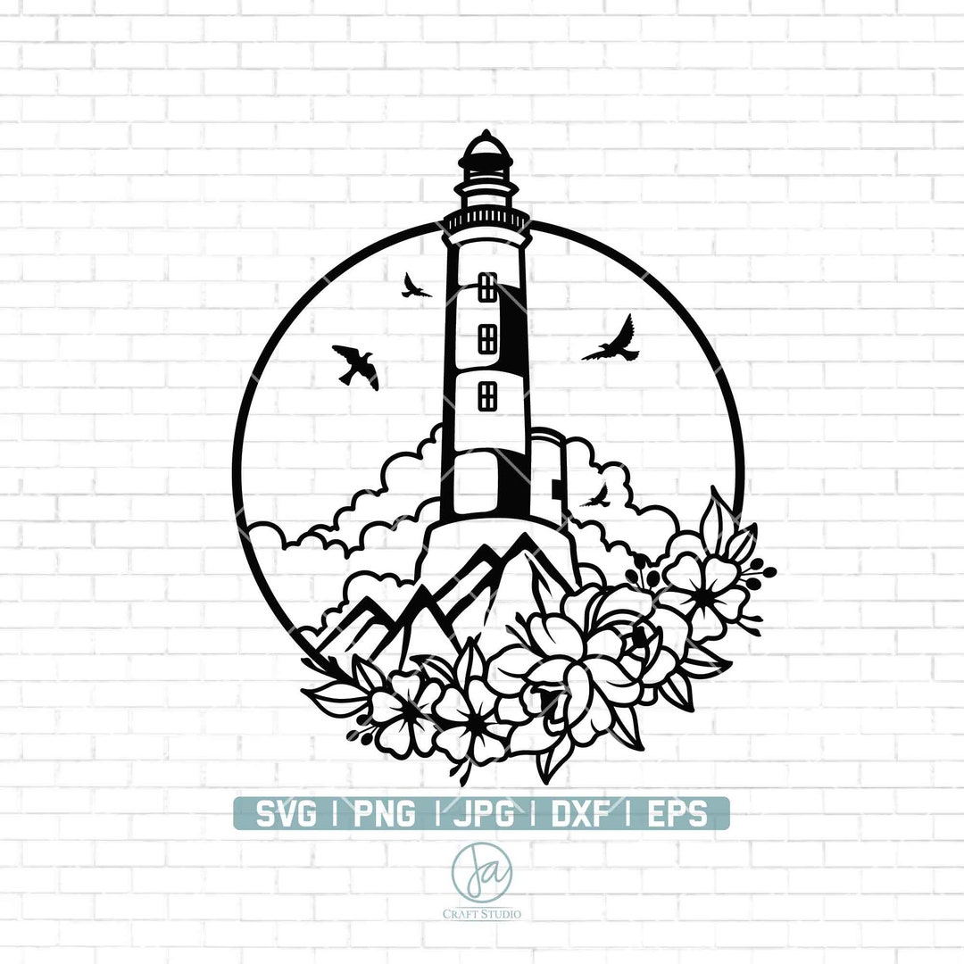 Floral Lighthouse Svg Lighthouse Svg Sea Lighthouse Svg Island Lighthouse Svg Ocean