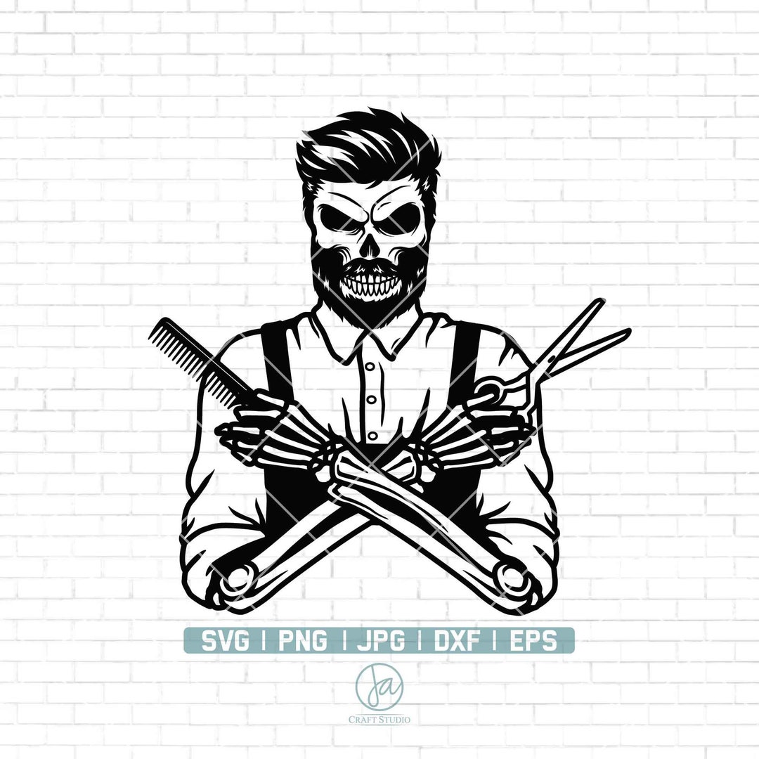Barber Skull Svg | Barber Tshirt | Barber Svg | Barber Shop Svg | Hair ...