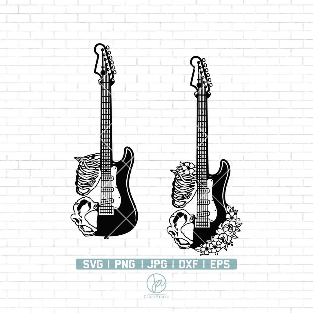 Electric Guitar Skeleton Svg | Guitar Svg | Floral Guitar Svg ...