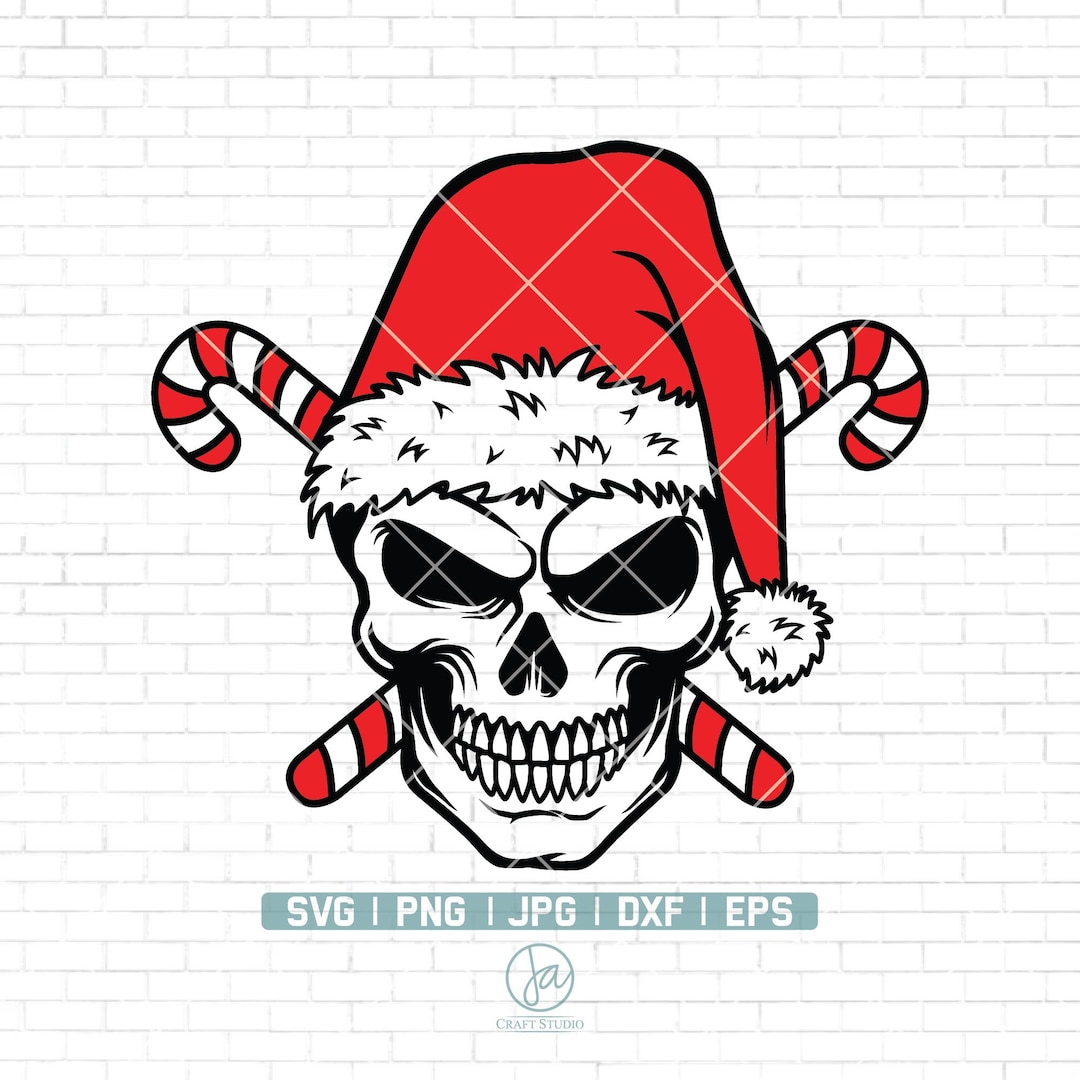Skull Santa Hat SVG PNG | Skull Svg | Skull With Hat Svg | Christmas ...