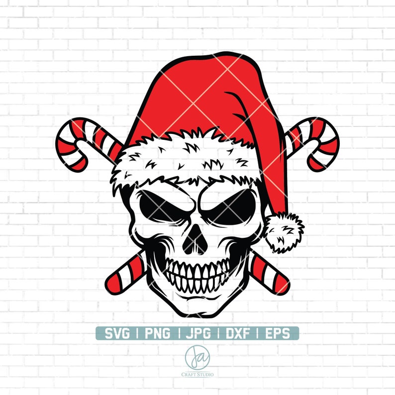 Skull Santa Hat SVG PNG | Skull Svg | Skull With Hat Svg | Christmas ...