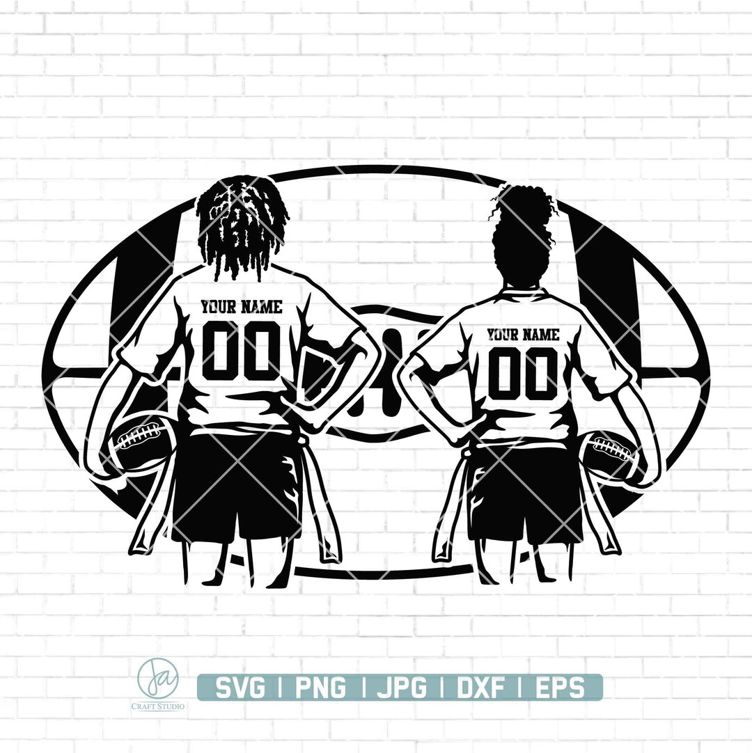 Two Flag Football Player Svg Png | Personalized Name | Football Player ...