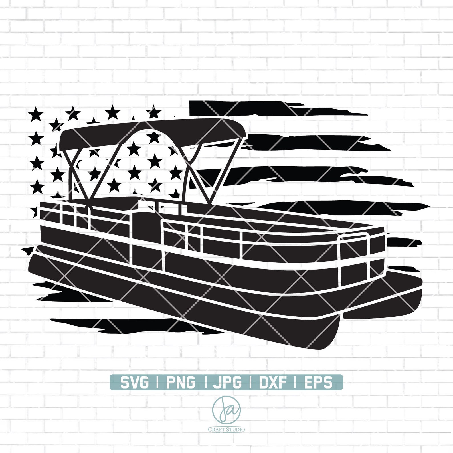 US Pontoon Boat SVG / Pontoon Boat Outline SVG / Pontoon Boat Clipart ...