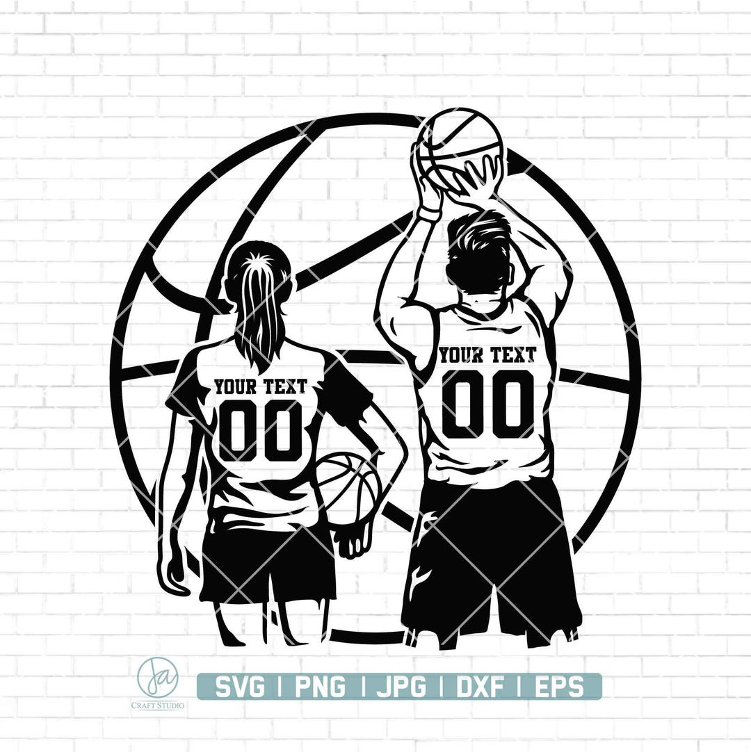 Two Basketball Player Svg | Personalized Name | Basketball Svg ...