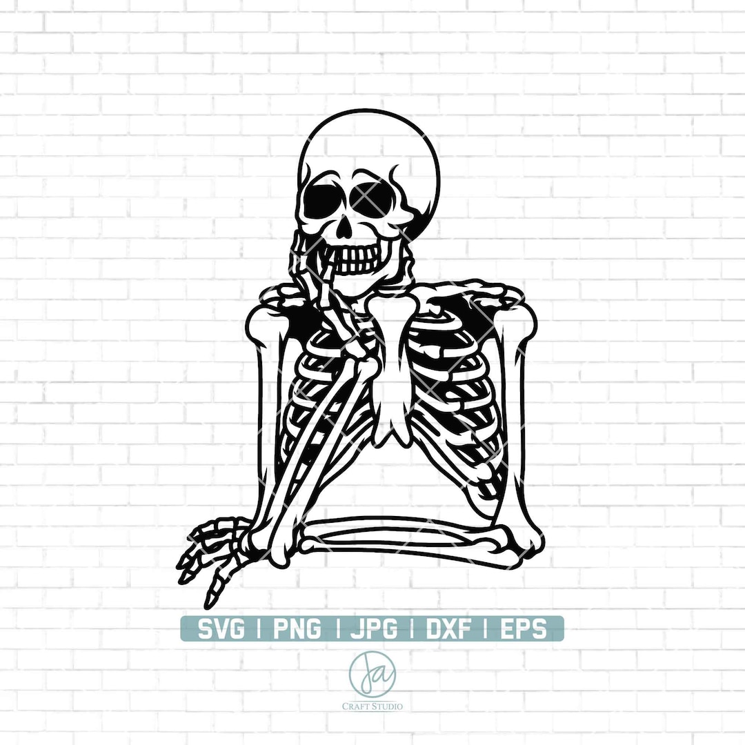 Bored Skeleton Svg | Funny Gothic Decal T-shirt Graphics | Skeleton Svg ...