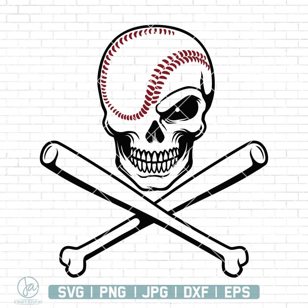 Baseball Skull With Crossed Bats Svg | Baseball Svg | Softball Skull ...