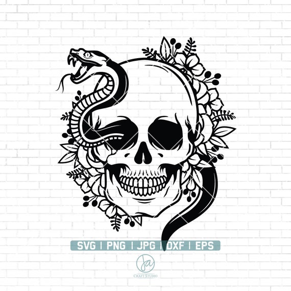 Floral Snake Skull Svg File Floral Skull Svg Flower Skull - Etsy