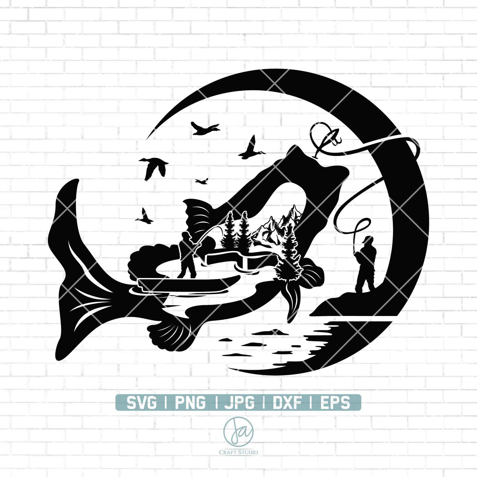 Bass Jumping SVG | Fishing SVG | Bass Fishing Clipart | Fisherman ...