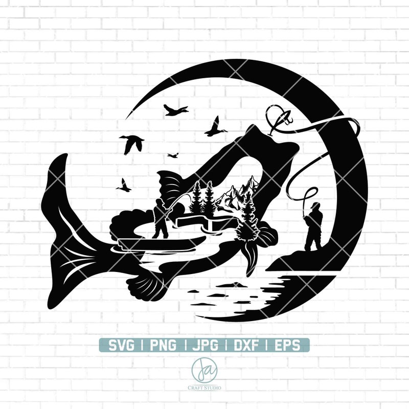 Catching Fish Svg - Etsy