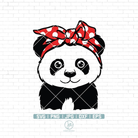 Cute Panda with Bandana Svg Panda Svg Cute Animal Svg | Etsy