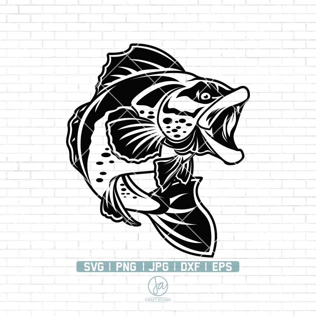 Bass Jumping SVG | Fishing SVG | Bass Fishing Clipart | Fisherman ...