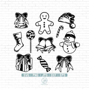 Christmas Bundle SVG PNG | Snowman Svg | Ornaments Doodle | Winter Svg ...