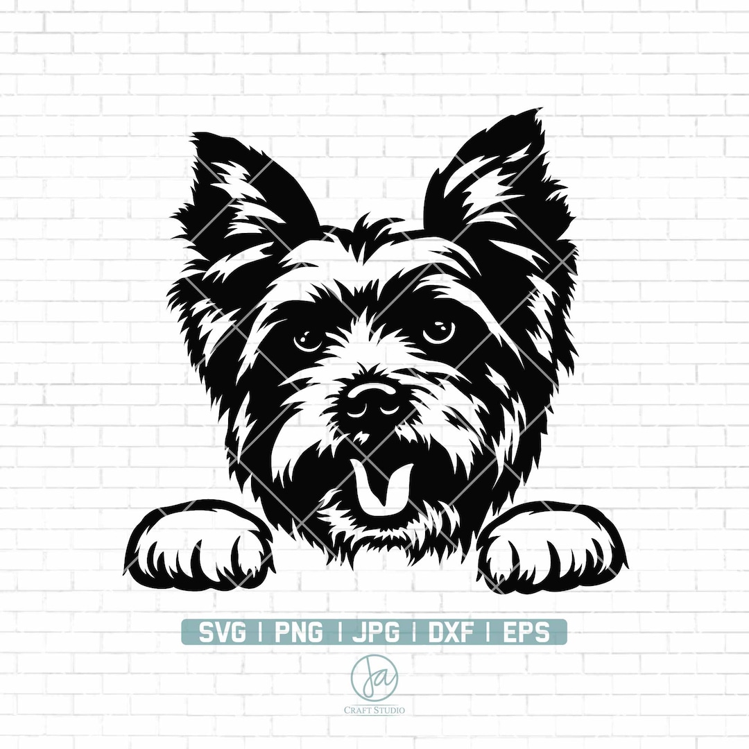 Yorkshire Terrier svg Peeking yorkie svg Yorkie face clipart Hond svg ...