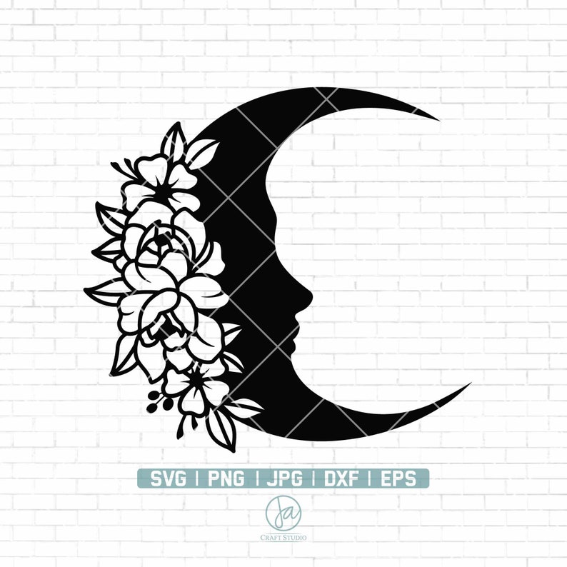 Flower Moon Svg Floral Moon Svg Moon Svg Quarter Moon - Etsy