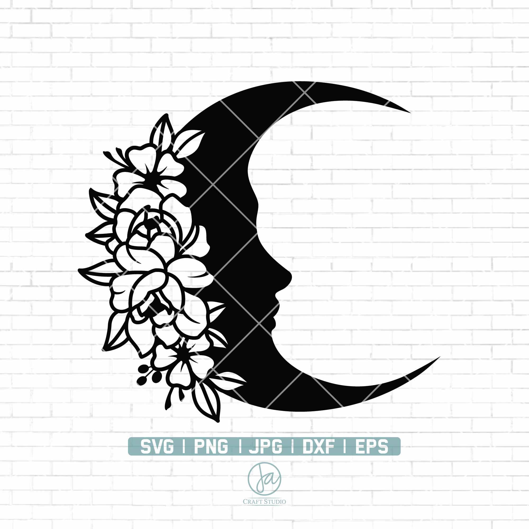 Flower Moon Svg Floral Moon Svg Moon Svg Quarter Moon - Etsy