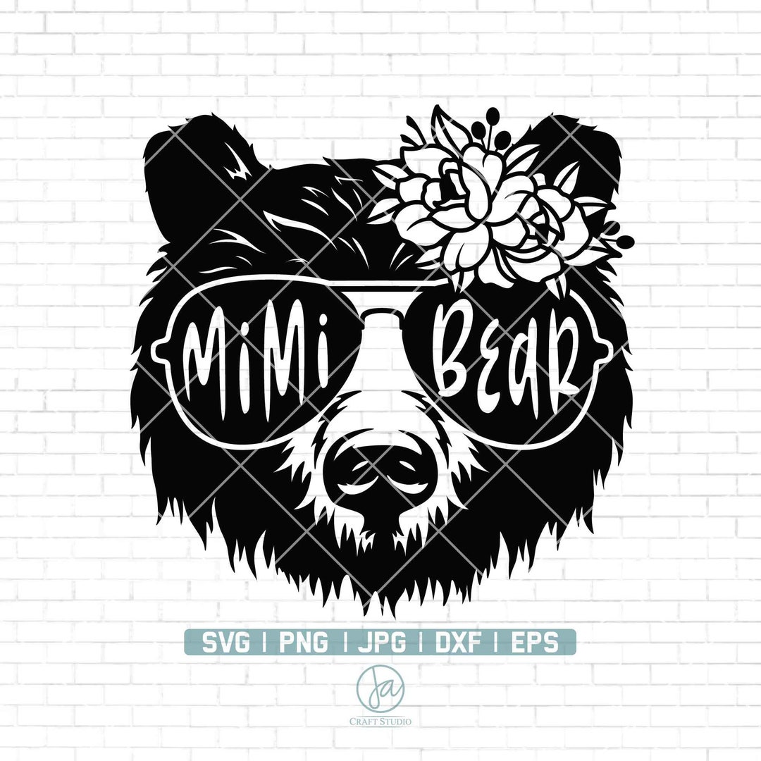 Mini Bear Svg | Floral Bear Svg | Mini Bear With Sunglasses | Cute Bear ...