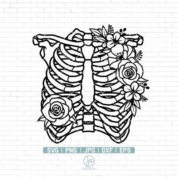 Ribcage Flowers Svg File Skeleton Flower Svg Rib Cage | Etsy