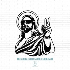 Cool Jesus SVG | Son of God SVG | Jesus Peace Sign Clipart | Religious ...
