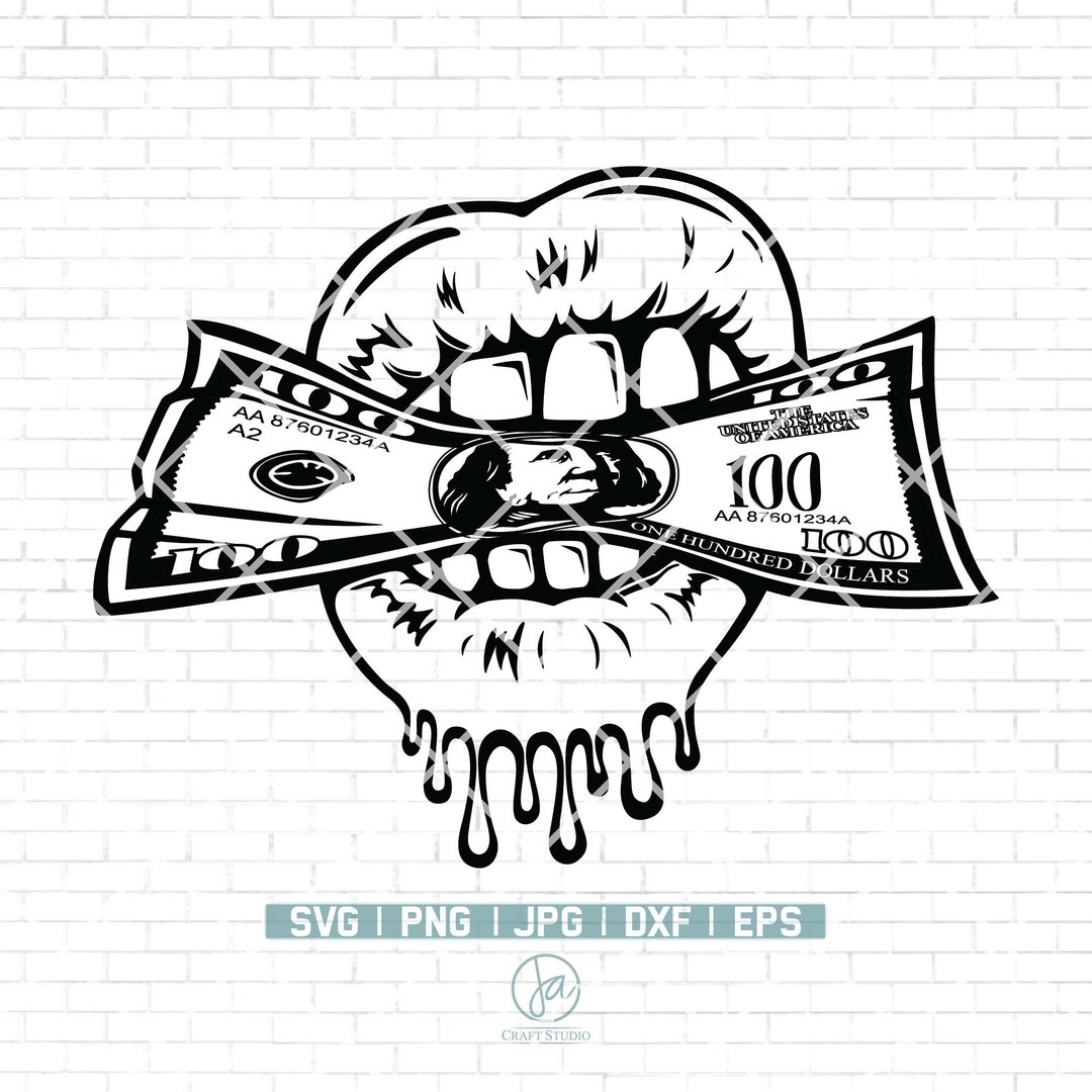 Sexy Lips Bite Money 100 Dollar Svg | Sexy Red Lips Bite Money Svg ...