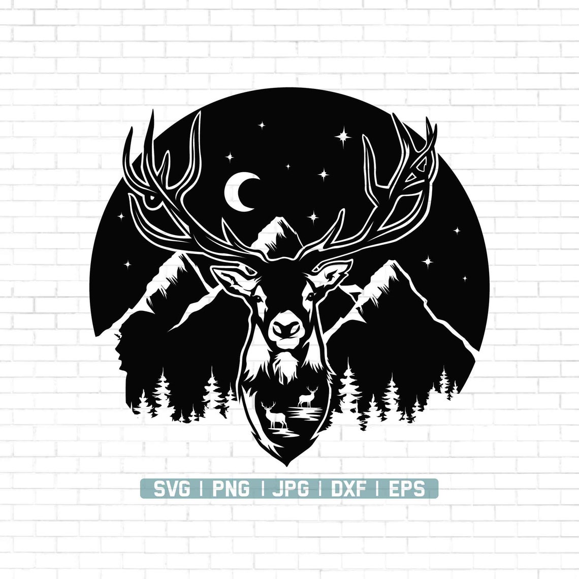 Deer Mountains Scene SVG Outdoors Scene Svg Deer Family - Etsy