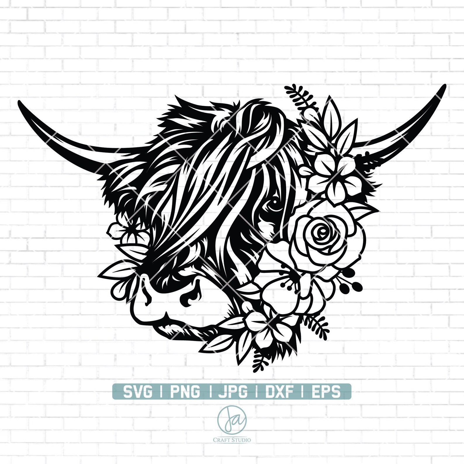 Highland Cow Svg Highland Heifer Svg Cow With Flower Crown | Etsy