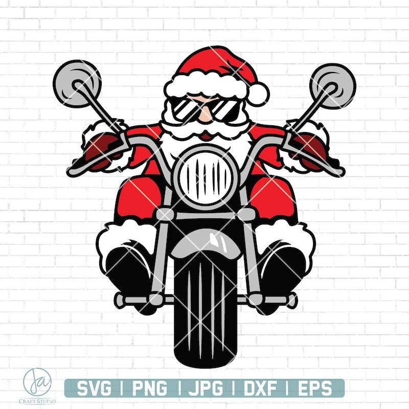 Santa on a Motorcycle Clipart - Etsy