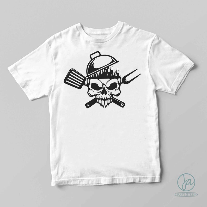 Grill Skull SVG | Griller Crossbones SVG | Grilling T-shirt | Skull Svg ...