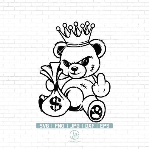 Teddy Middle Finger Svg Teddy Bear Clipart Hipster Grizzly - Etsy Canada