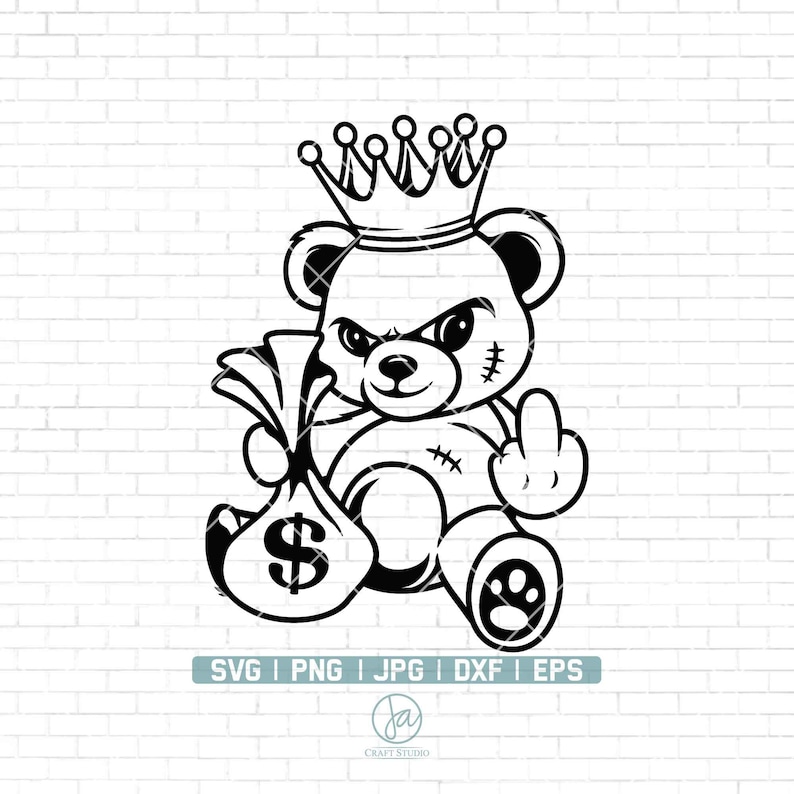 Cute Little Gangster Svg Teddy Ganster Middle Finger Svg - Etsy Ireland
