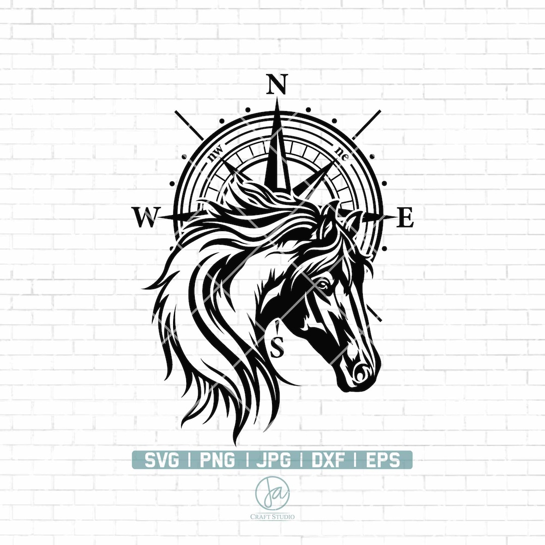 Horse Svg | Horse Head Svg | Beautiful Horse Svg | Compass Svg | Wild ...