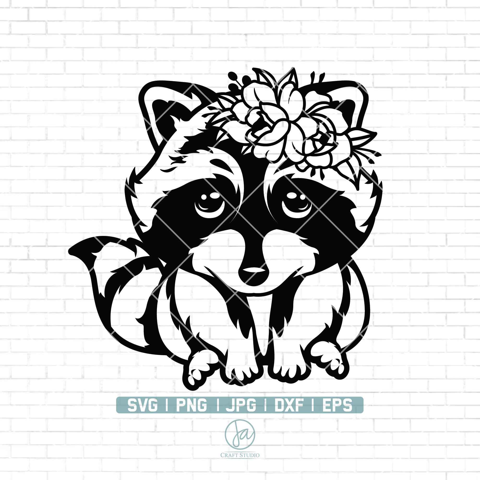 Mapache floral Svg mapache lindo Svg mapache de flores - Etsy México