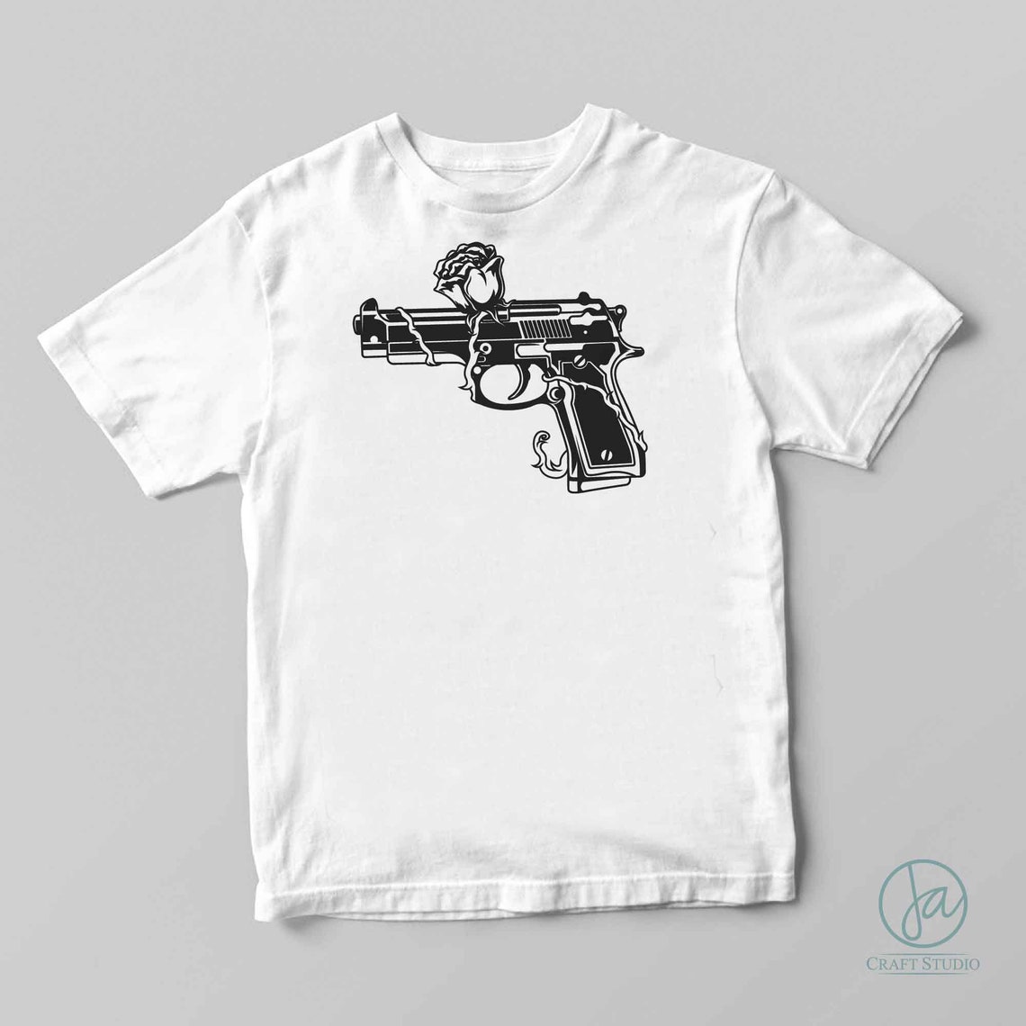 Gun and Roses SVG | Hand Gun Roses Svg | Pistol Design | Roses Svg ...
