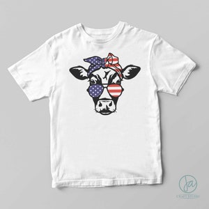 4th of July Cow Svg File | Patriotic Cow Svg | Cow Glasses Svg | July ...