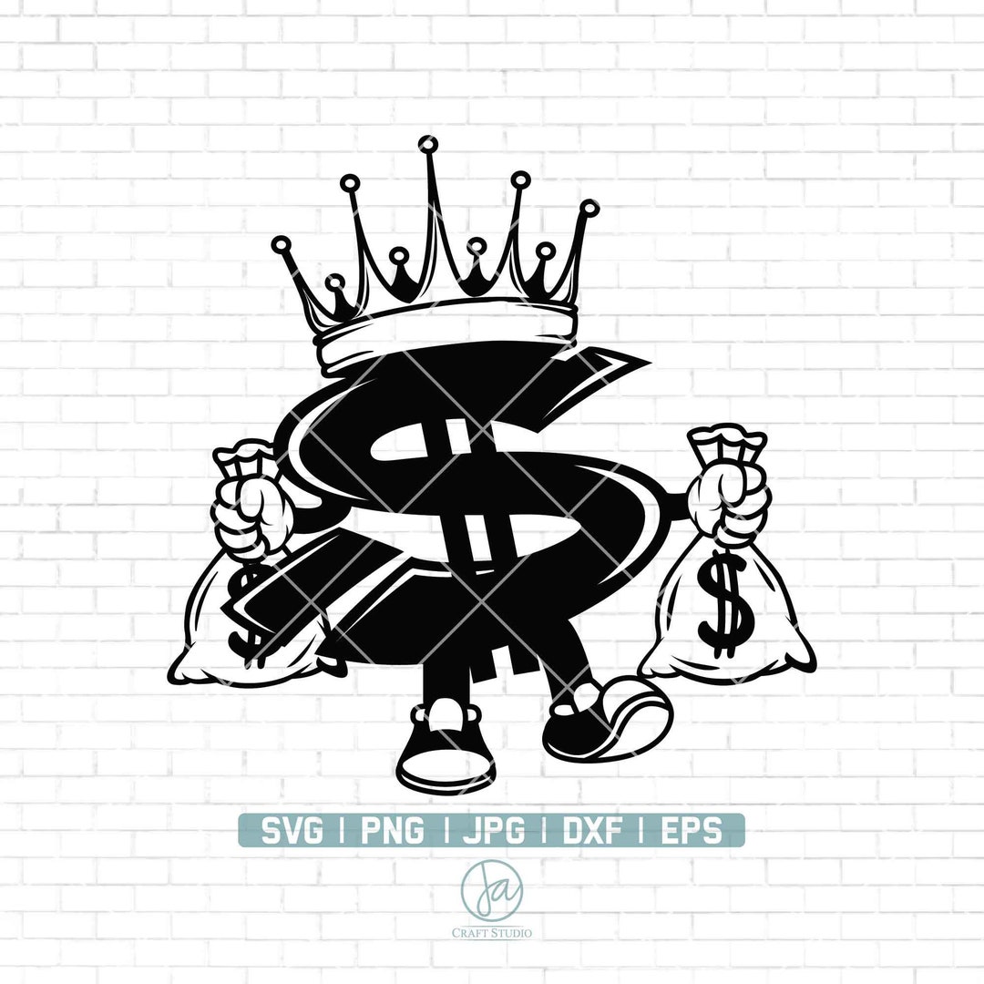 Money King Svg | Money Bag Cut File | US Dollar Sign Clipart | Rich ...