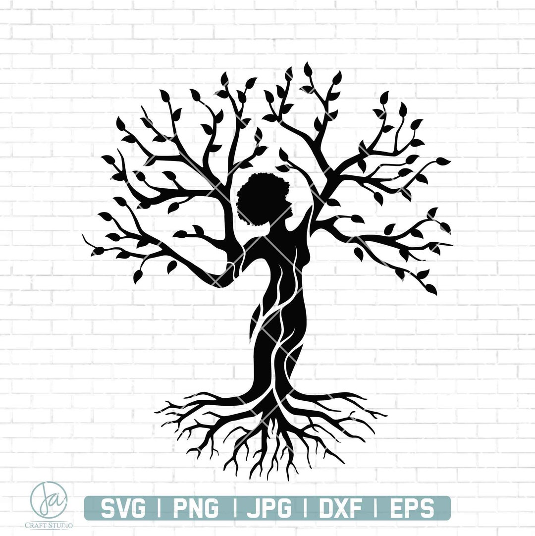 Afro Woman Tree SVG | Women Empowerment SVG | Mother Nature SVG | Tree ...