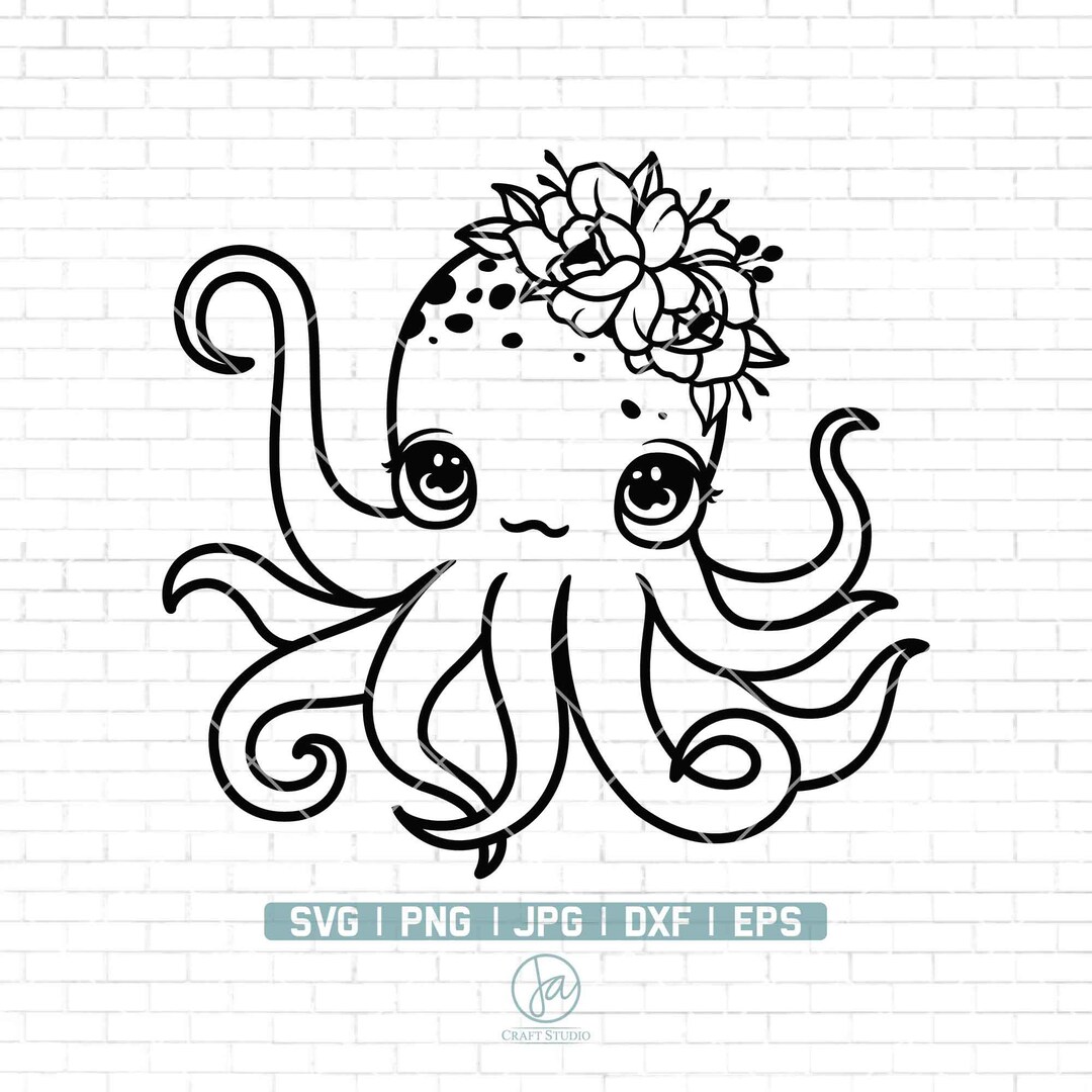 Floral Octopus Svg | Cute Octopus SVG | Baby Octopus Svg | Water Ocean ...
