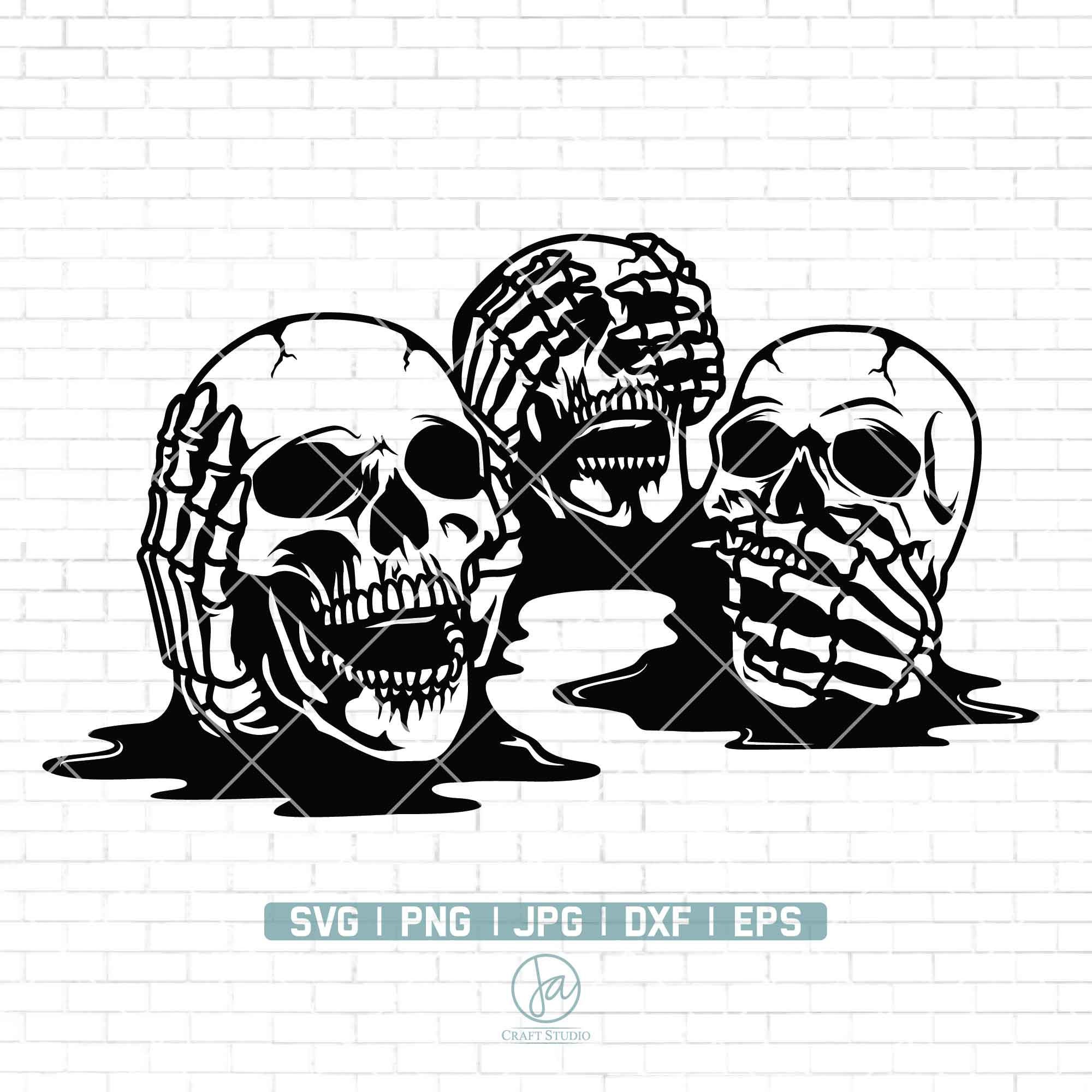 Three Wise Skulls Svg See Hear Speak No Evil Svg Hear See - Etsy Australia