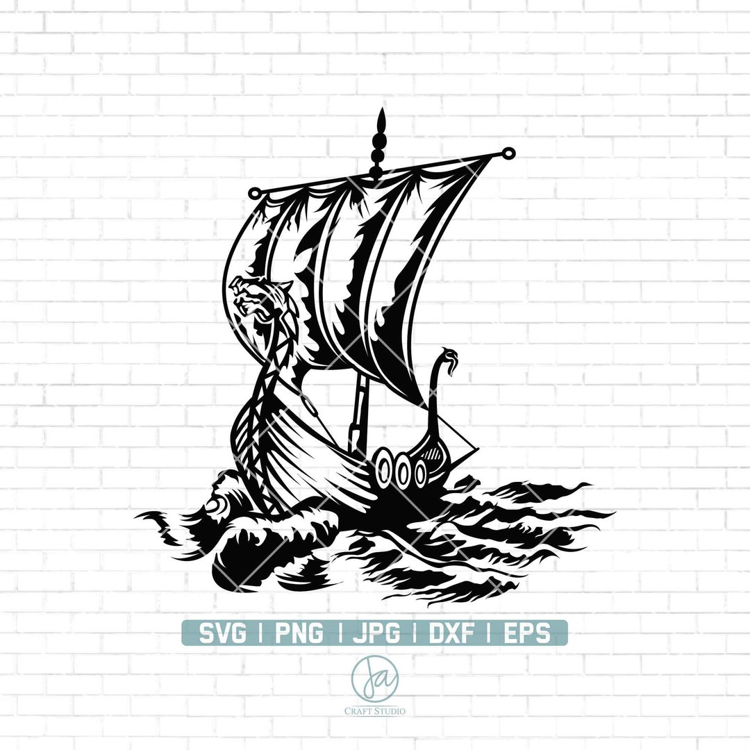 Viking Ship SVG | Dragon Boat SVG | Ancient Nordic Sail Journey Sailing ...