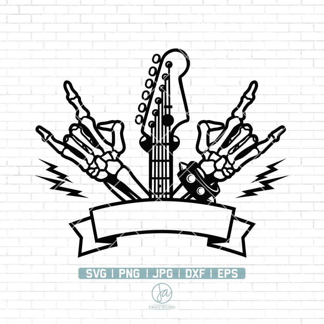 Rock and Roll Music SVG | Skeleton Svg | Guitar SVG | Rock Hand Sign ...