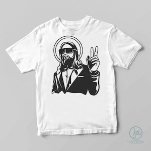 Cool Jesus Svg | Jesus Peace Sign Svg | Christian Faith Stencil | Son ...